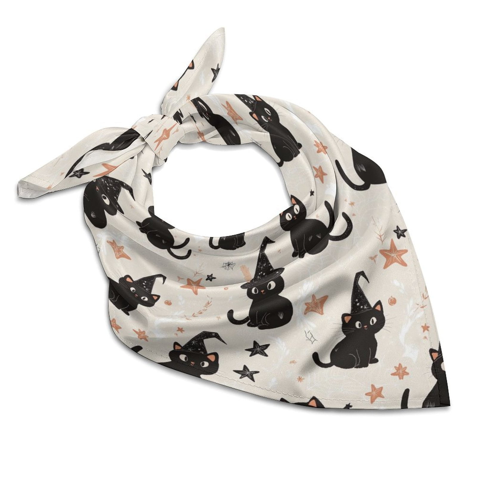 ZHANGS Black Cat And Witch Hat Pattern-106 Silk Hair Bandana, Square ...