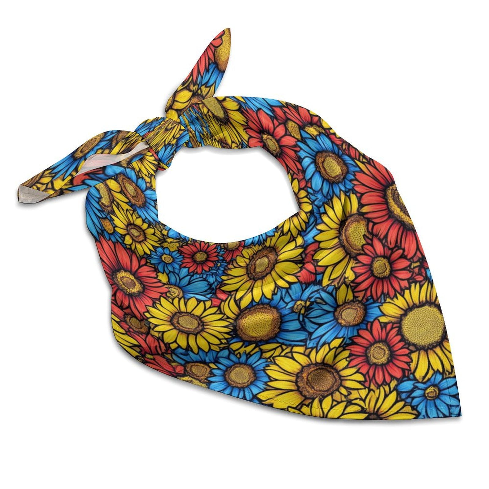 ZHANGS Fun Sunflower Patches-729 Silk Hair Bandana, Square Silk Head ...