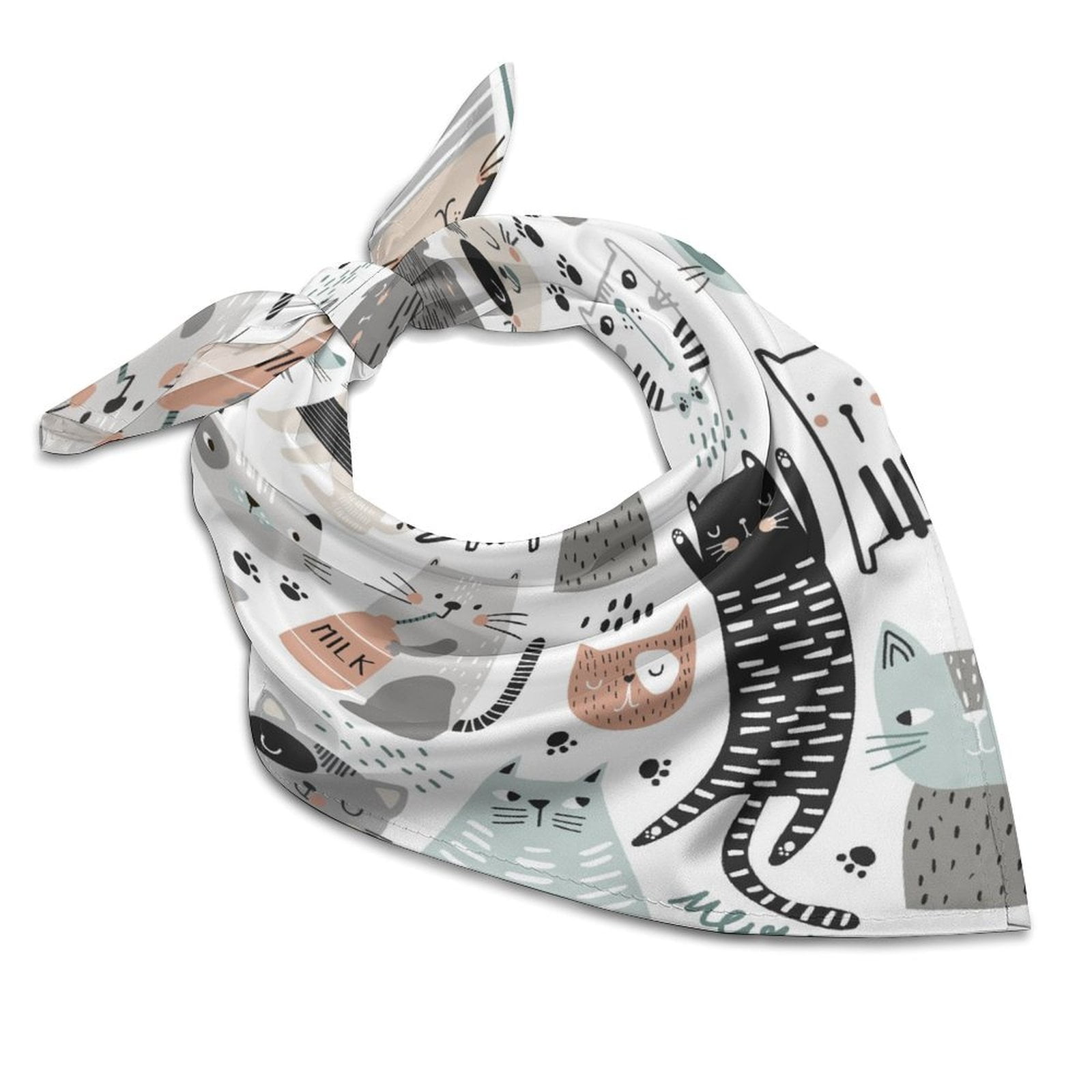 ZHANGSX Funny Cats-181 Silk Hair Bandana, Square Silk Head Scarf ...
