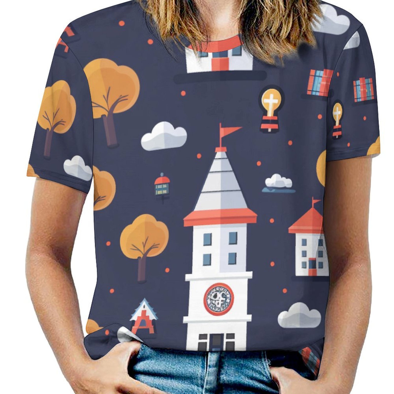 ZHANGSX School And Learning Pattern 85 Full Print Graphic T Shirts ...