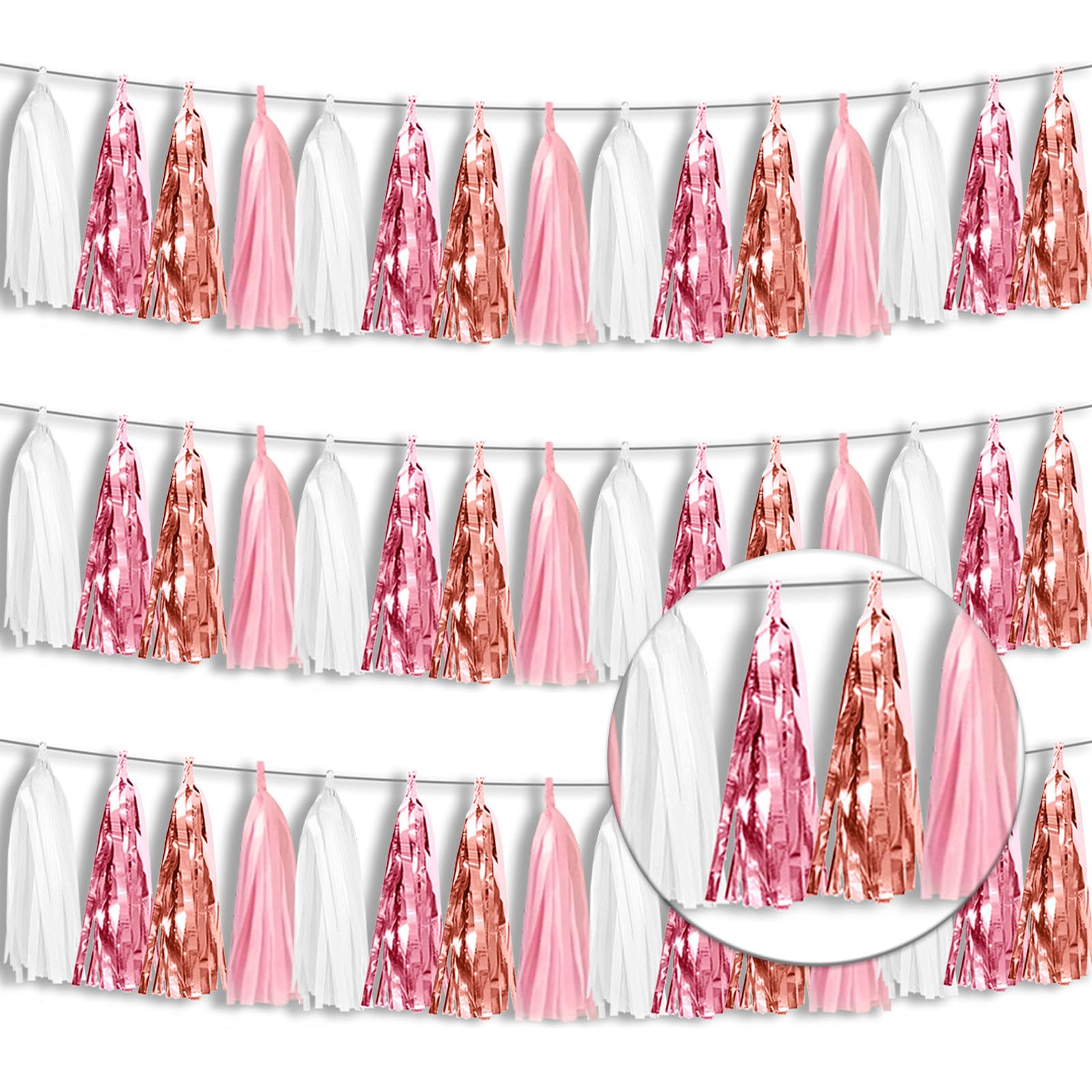 ZHANGYY 3P Metallic Fringe Tassel Banner Garland Foil Tinsel Streamer ...