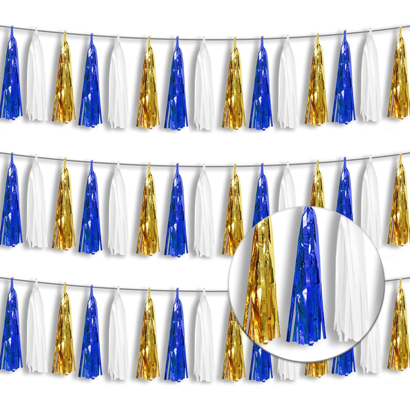 ZHANGYY 3P Metallic Fringe Tassel Banner Garland Foil Tinsel Streamer ...