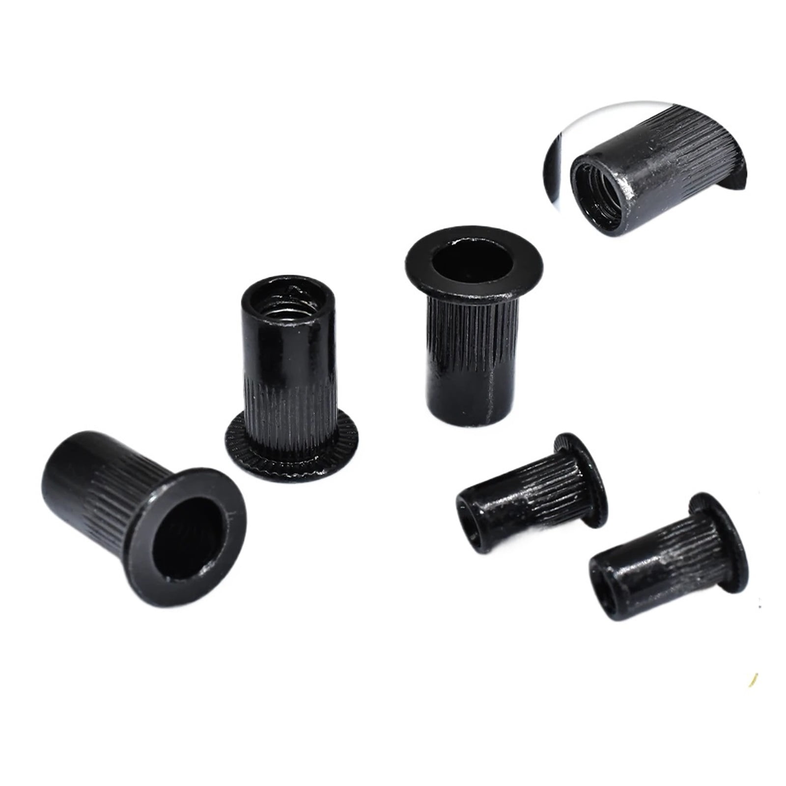ZHANGshui M3 M4 M5 M6 M8 M10 M12Black Rivet Knurled Flat Head Threaded 5/10/15/30/50PCS Metric ...