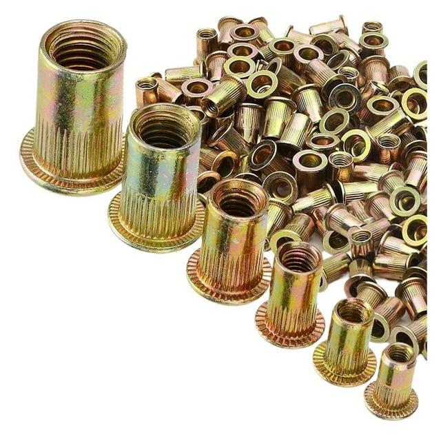ZHANGshui Rivet Nuts Flat Head Threaded Insert Nutsert Cap for Riveter Nut Gun Zinc Plated ...
