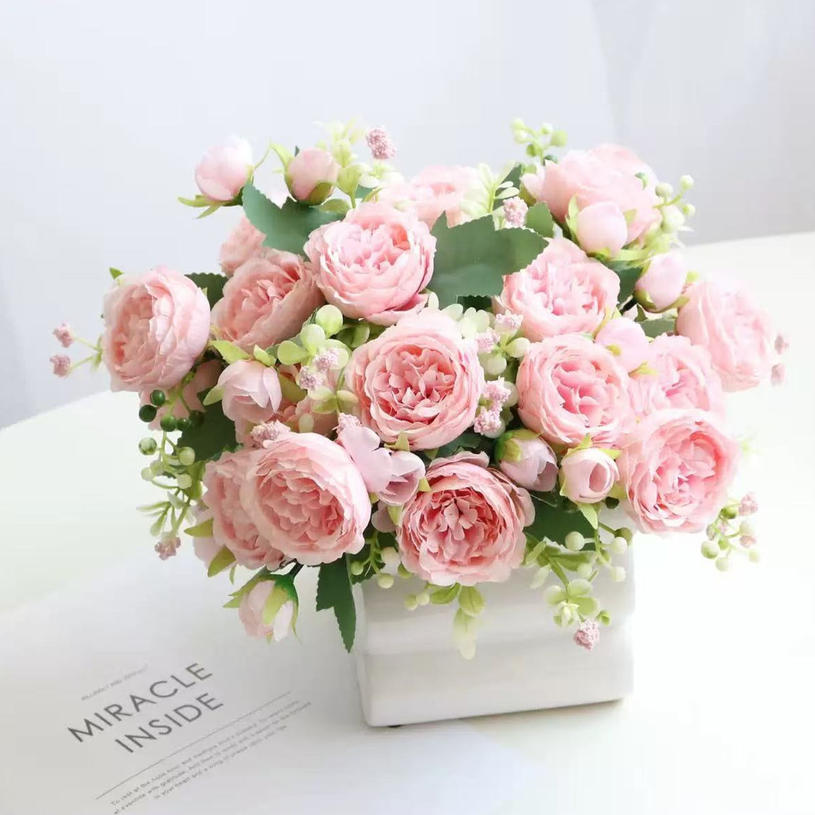 ZHANQUNE 5 Heads Artificial Roses Bouquet， Realistic Fake Roses for ...