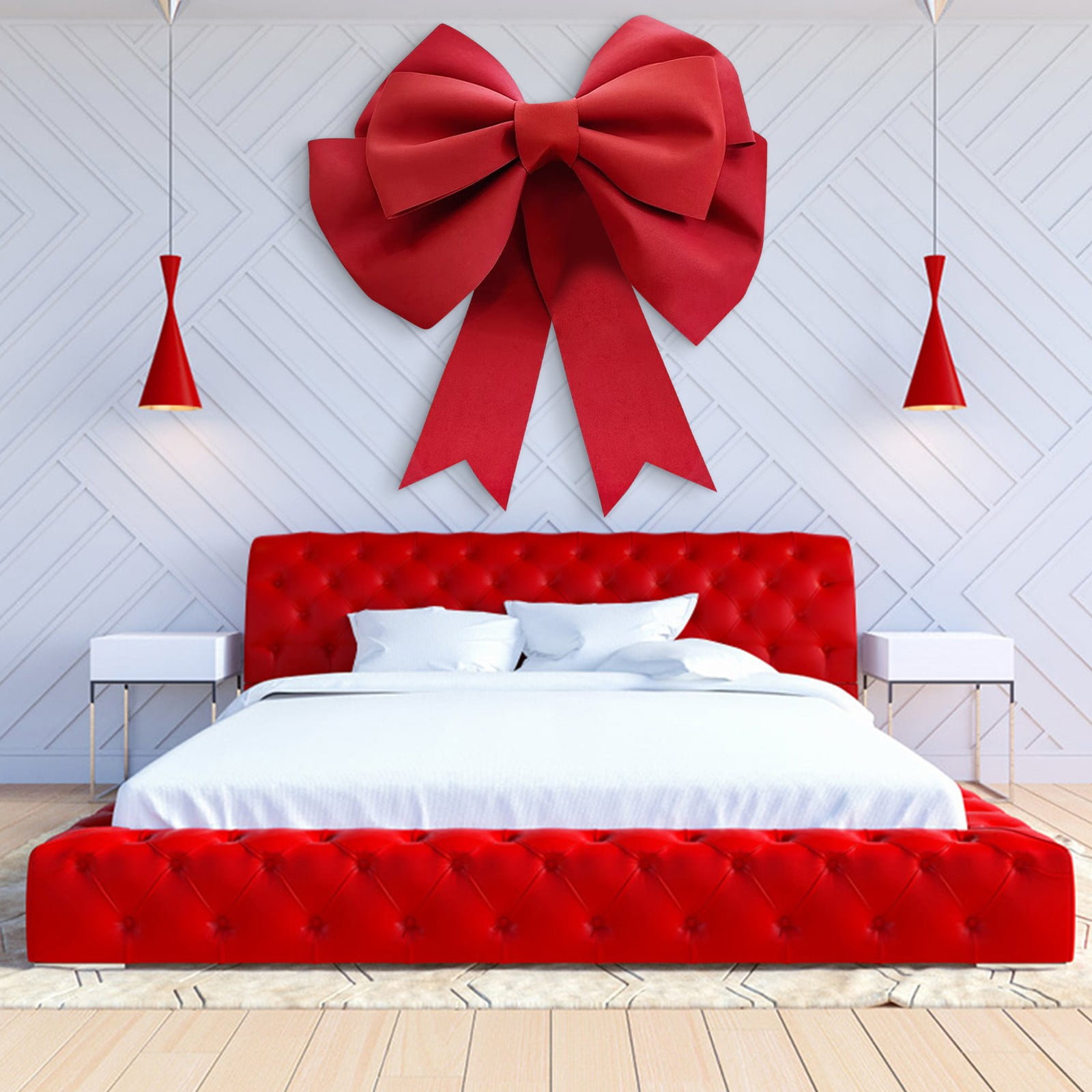 ZHANQUNE Extra Large Decorative Bow Kit, DIY Giant Red Bow for Wedding ...
