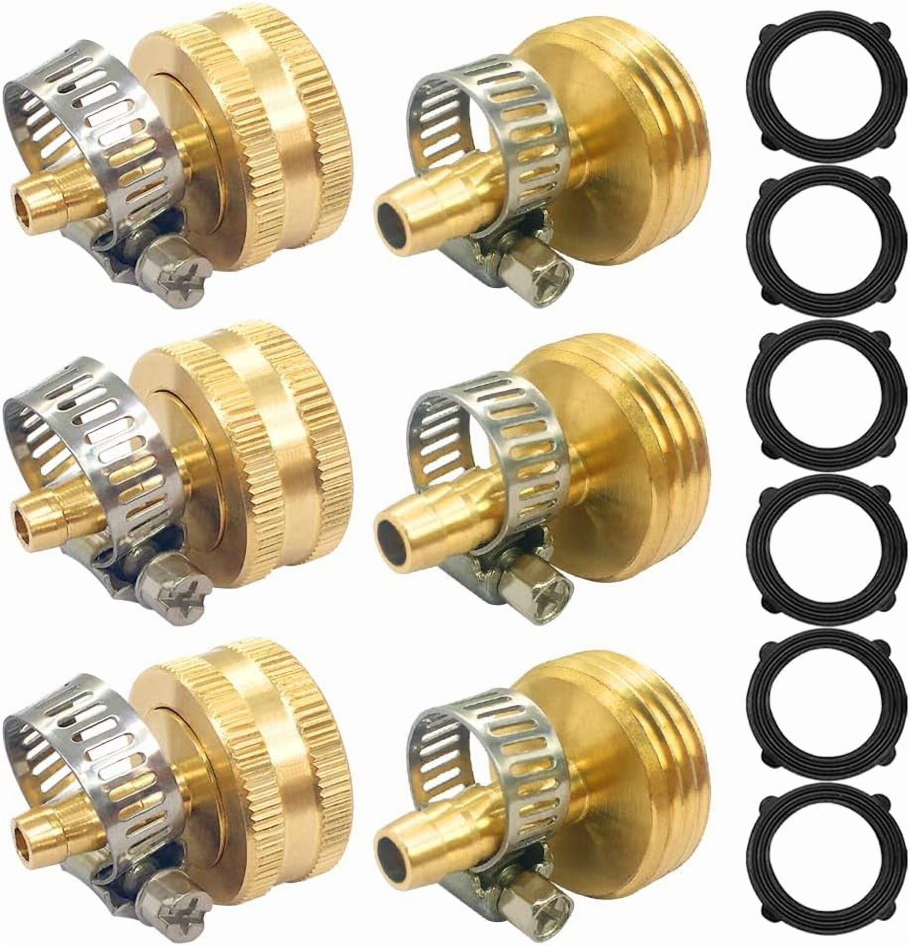 ZHANYU-1/4" Garden Hose Repair Kit Brass Hose Mender Connector with ...