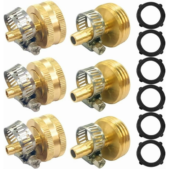 ZHANYU-1/4" Garden Hose Repair Kit Brass Hose Mender Connector with ...