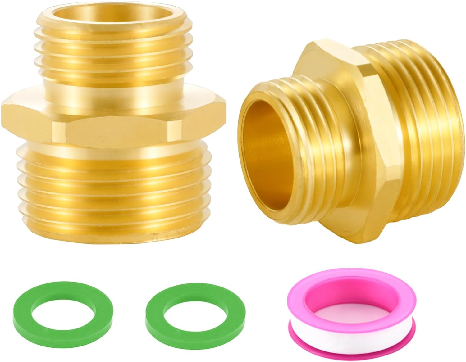 ZHANYU-1" NPT Male to 3/4" GHT Male Connector, Solid Brass Garden Hose Adapter, Industrial Metal ...