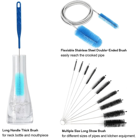 ZHANYU-12 Pack Glass Tube Pipe Cleaner Set, 17 Inch Long Handle Nylon ...