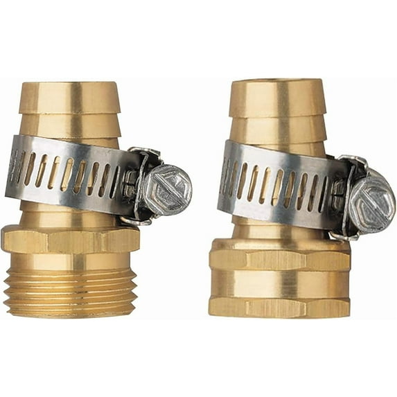 ZHANYU-2 Pack 1/2 Inch Brass Thread Garden Hose Connector Hose Mender ...