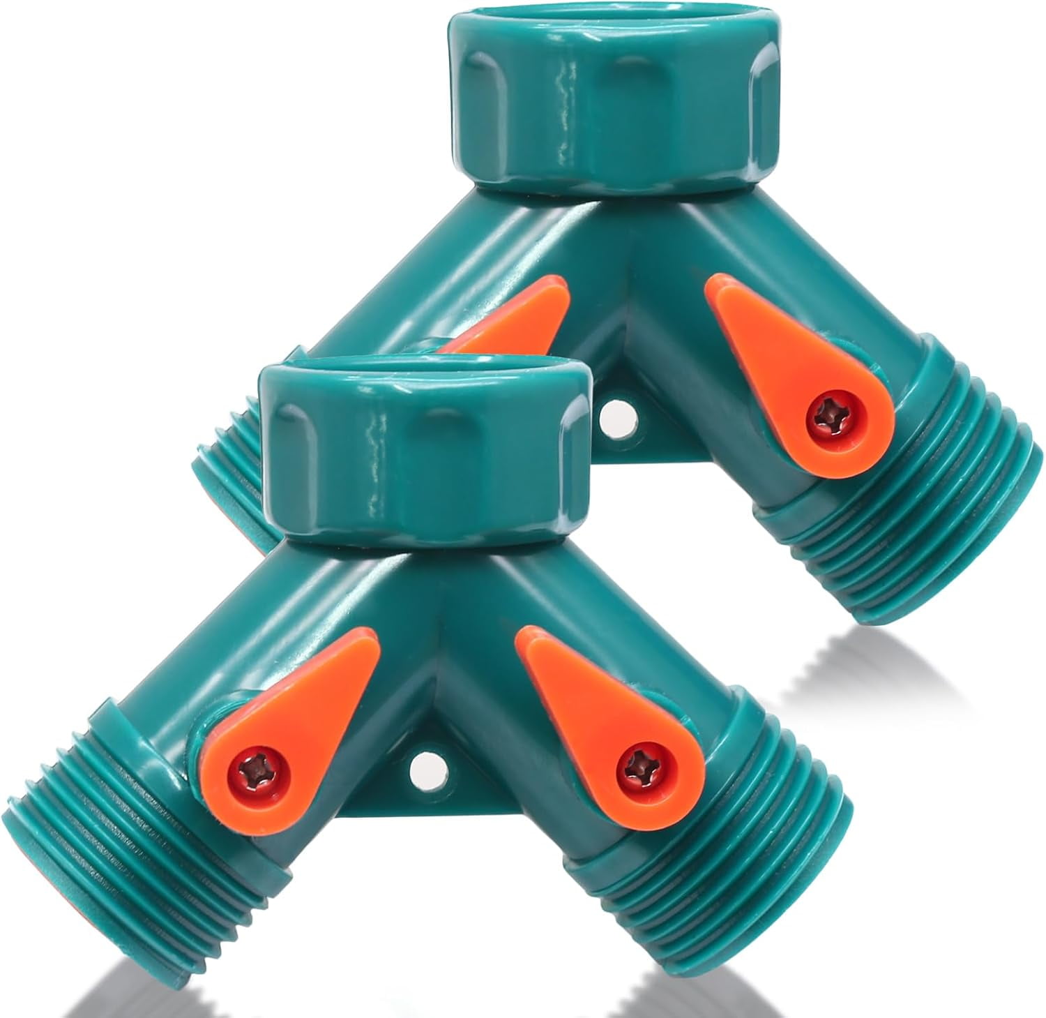 ZHANYU-2 Pcs 2 Way Hose Adapter Green Garden Hose Spigot Faucet, 3/4 ...