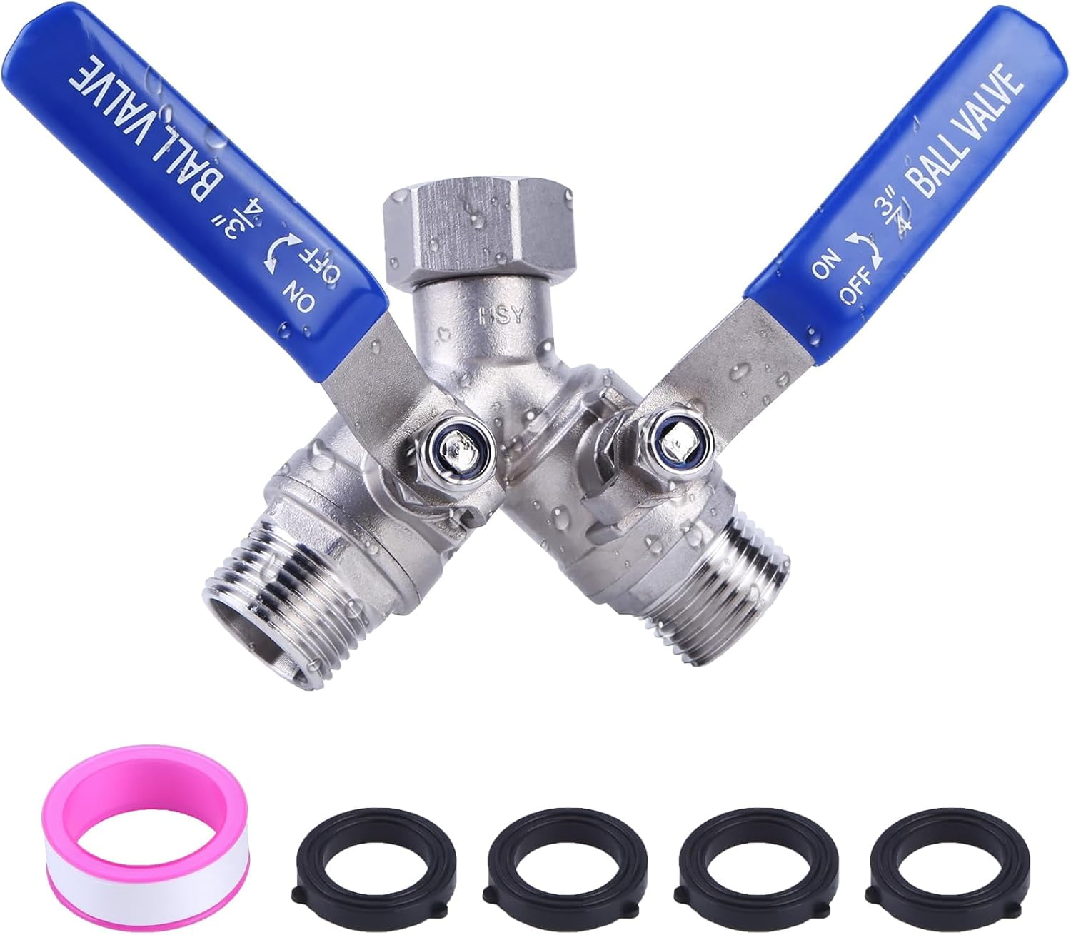 ZHANYU-2 Way Garden Hose Splitter with Long Handle Heavy Duty Y-Way ...