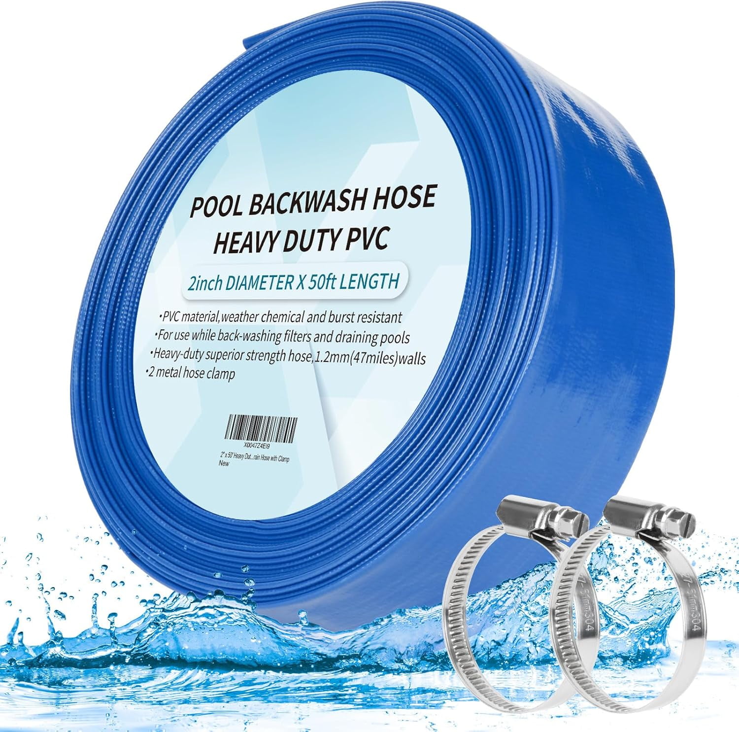 ZHANYU-2'' x 50' Heavy Duty Swimming Pool Backwash Hose Pool Discharge ...