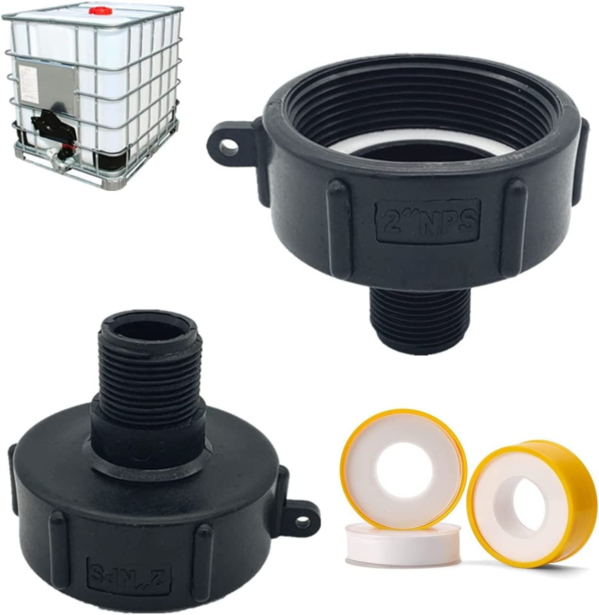 ZHANYU-2PCS 275 330 Gallon IBC Tote Water Tank Adapter 2"NPS Fine ...
