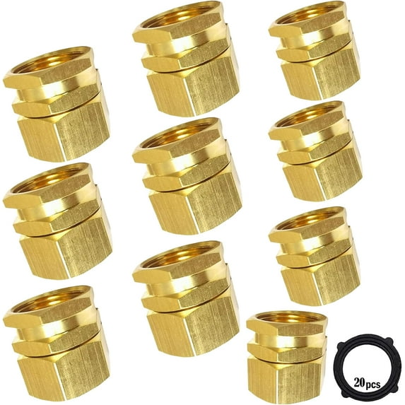 ZHANYU-3/4 inch Brass Threaded Hose Connector Adapter, 30 Pieces (10 ...