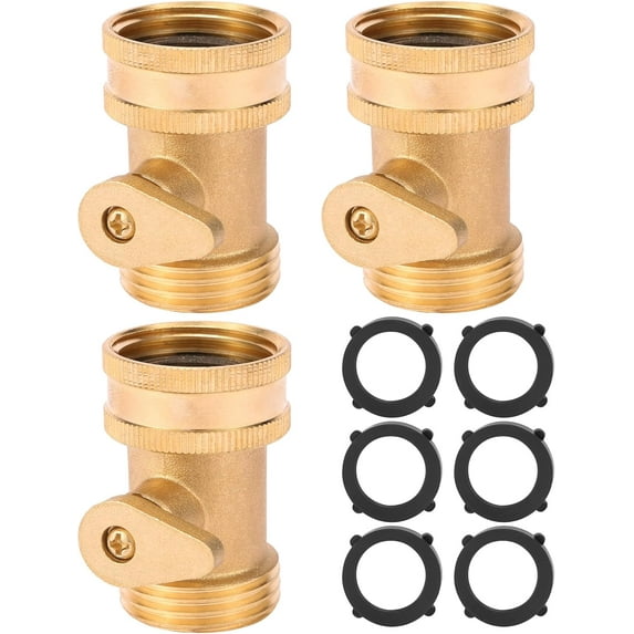 ZHANYU-3 Pack 3/4" Brass Garden Hose Shut Off Valve,1-Way Restricted ...