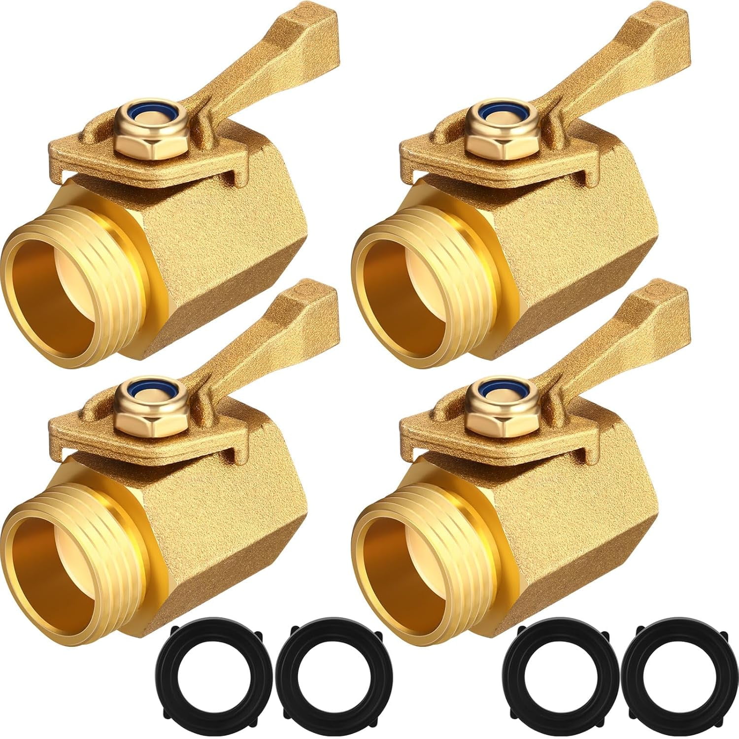 ZHANYU-4 Pack Heavy Duty Brass Garden Hose Shut Off Valve 3/4 Inch ...