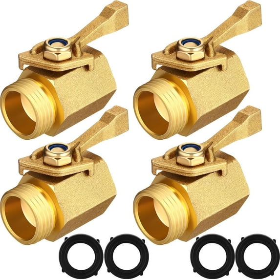 ZHANYU-4 Pack Heavy Duty Brass Garden Hose Shut Off Valve 3/4 Inch ...