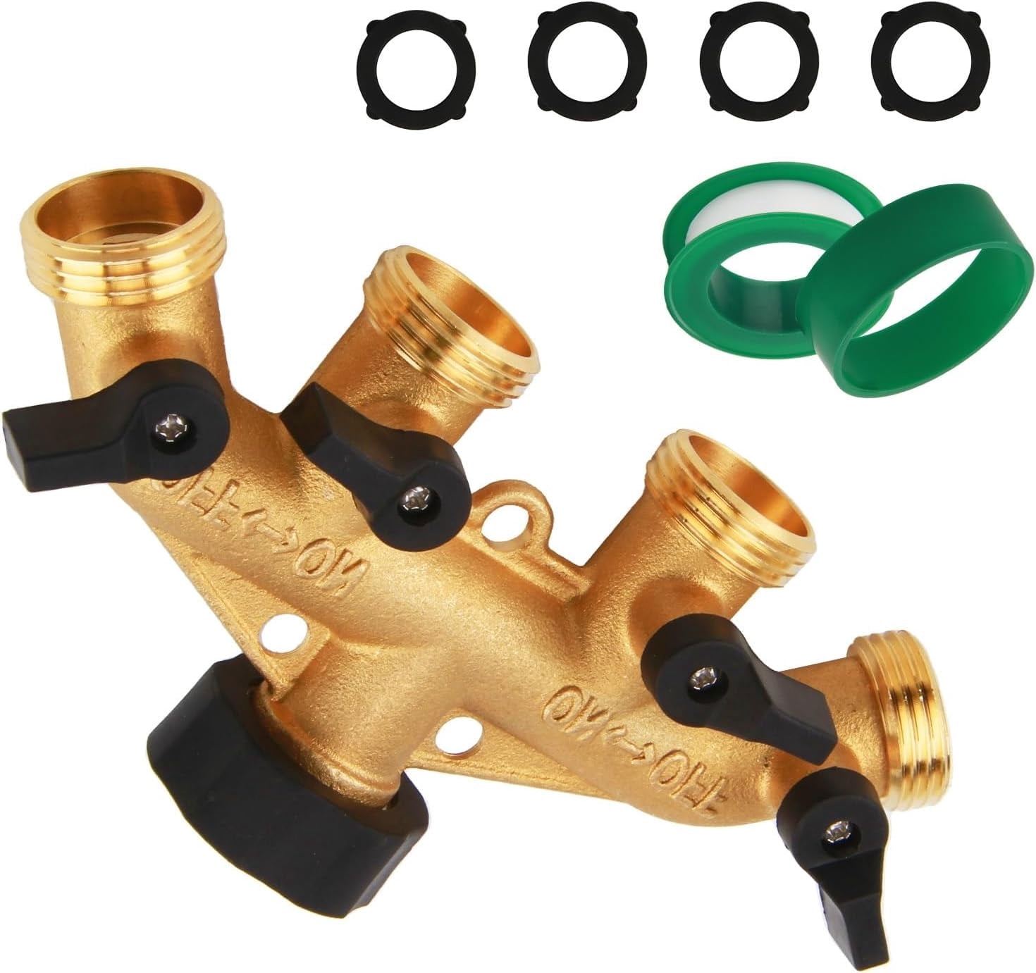 ZHANYU-4 Way Hose Splitter Garden Hose Connector, 3/4" Hose Connector ...