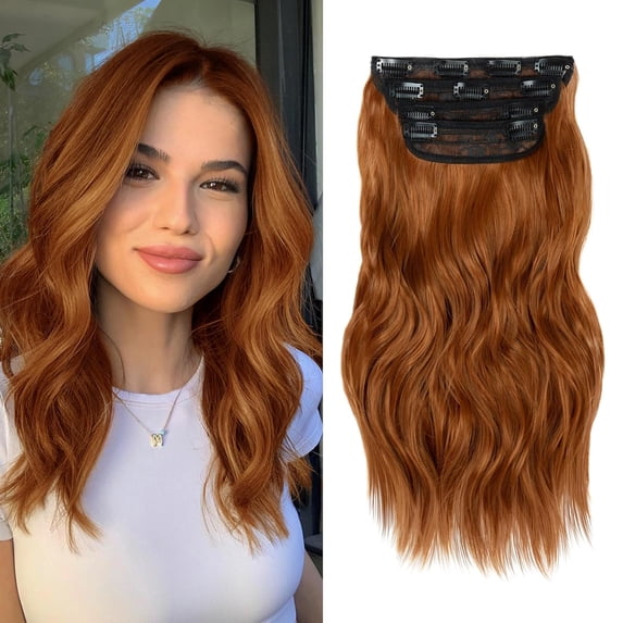 ZHANYU-4PCS Clip in Hair Extensions Long Wavy Curly Synthetic Thick ...