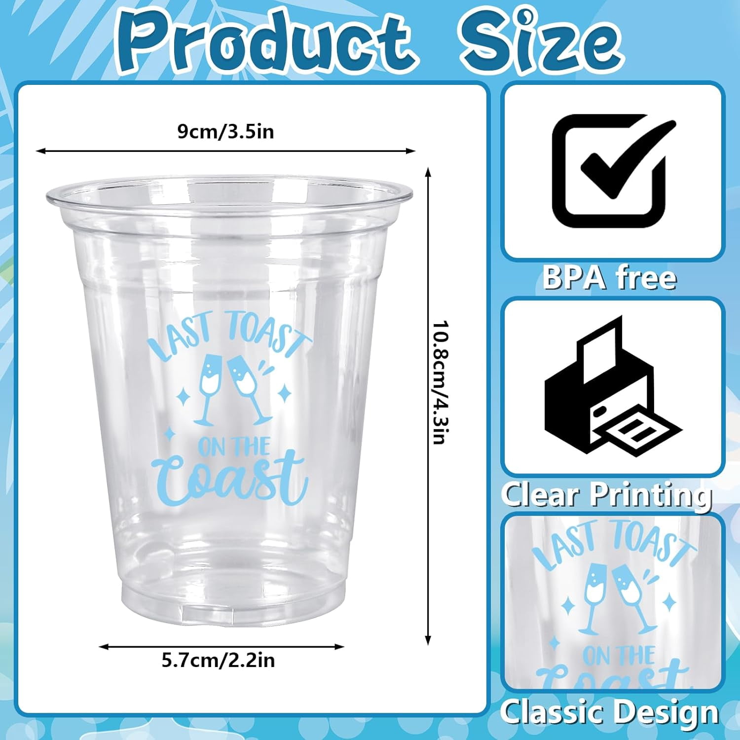 ZHANYU-50Pcs 12Oz Last Toast on the Coast Disposable Cup Coastal Beach ...