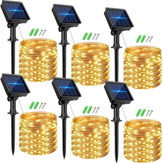 ZHANYU-6 Pack Solar Fairy Lights Outdoor, 32FT 80LED Solar Powered ...