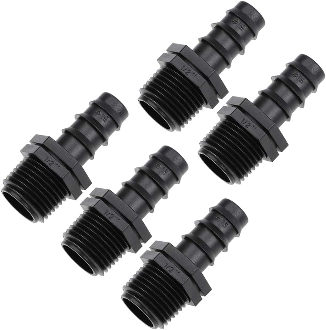ZHANYU-Barb Drip Pipe Connector 1/2 BSPT Male Thread 16PE Hose Fitting ...