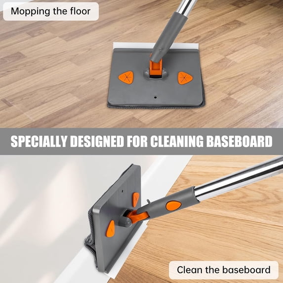 ZHANYU-Baseboard Cleaner Tool with Handle, Folding Wall Mop with 86 ...