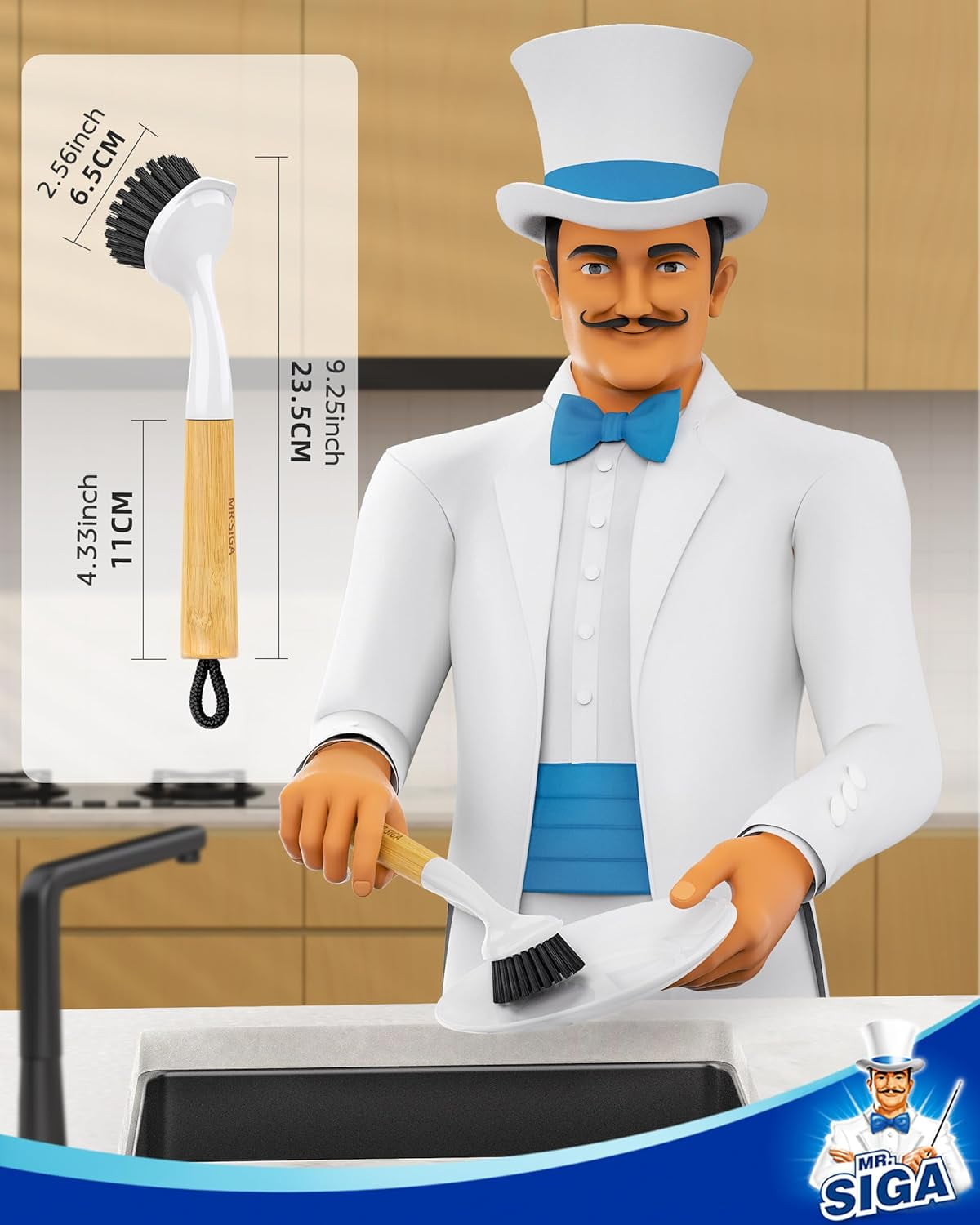 ZHANYU-Dish Brush with Handle, Dish Scrub Brush with Built-in Scraper ...