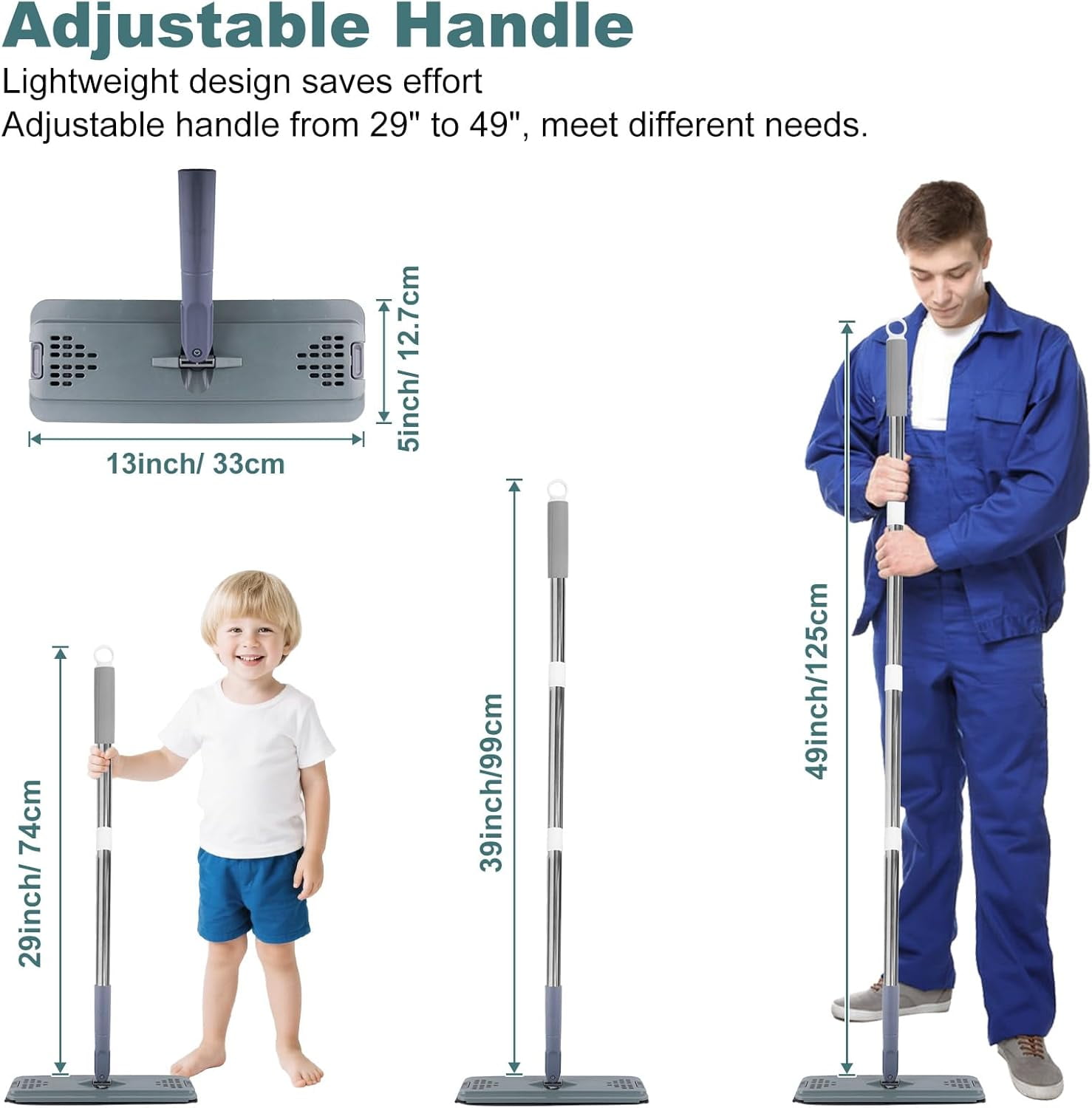 ZHANYU-Flat Mop with 3 Pads, Microfiber Mops for Floor Cleaning ...