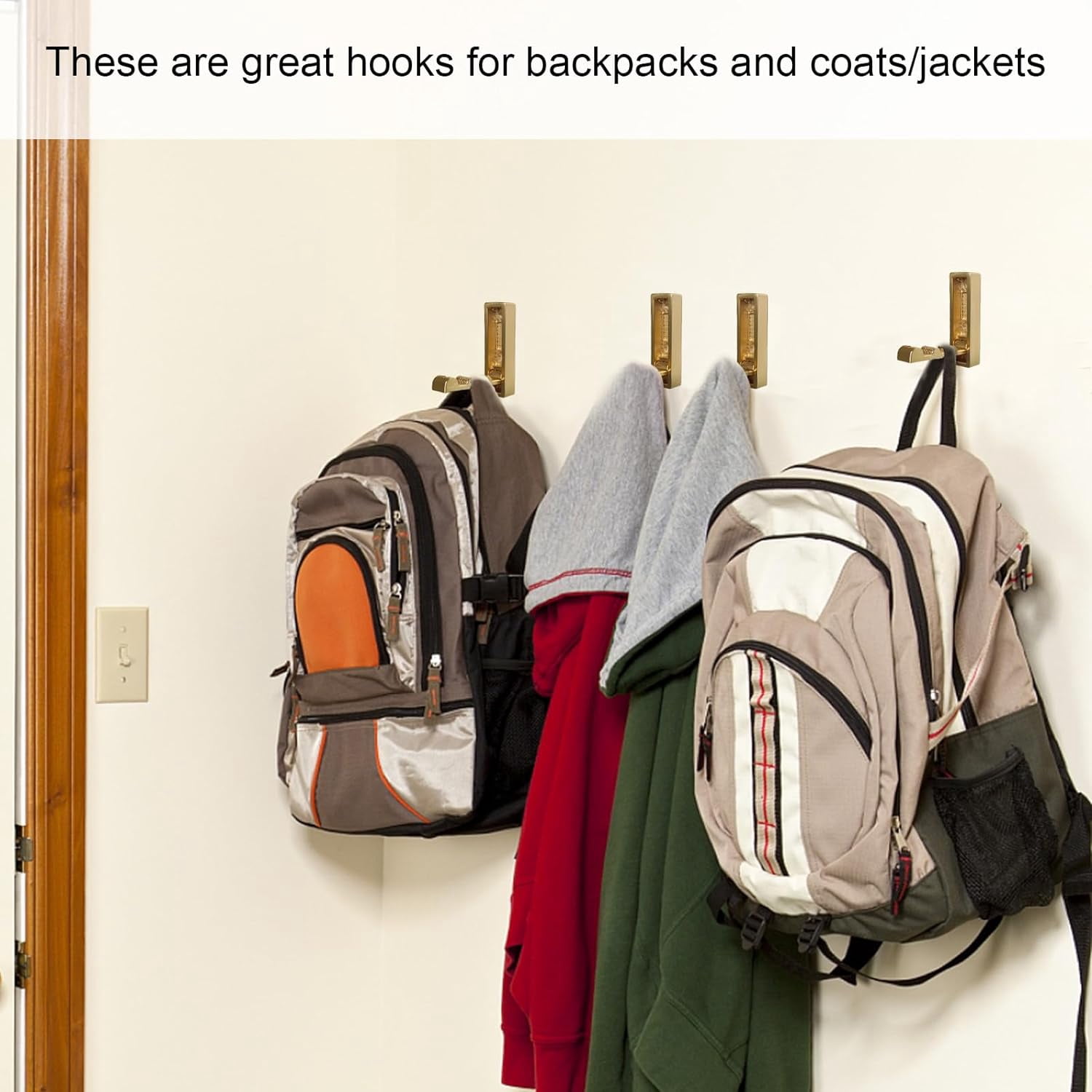 ZHANYU-Foldable Gold Wall Hooks 4 Pack,Heavy Duty Wall Hooks for ...