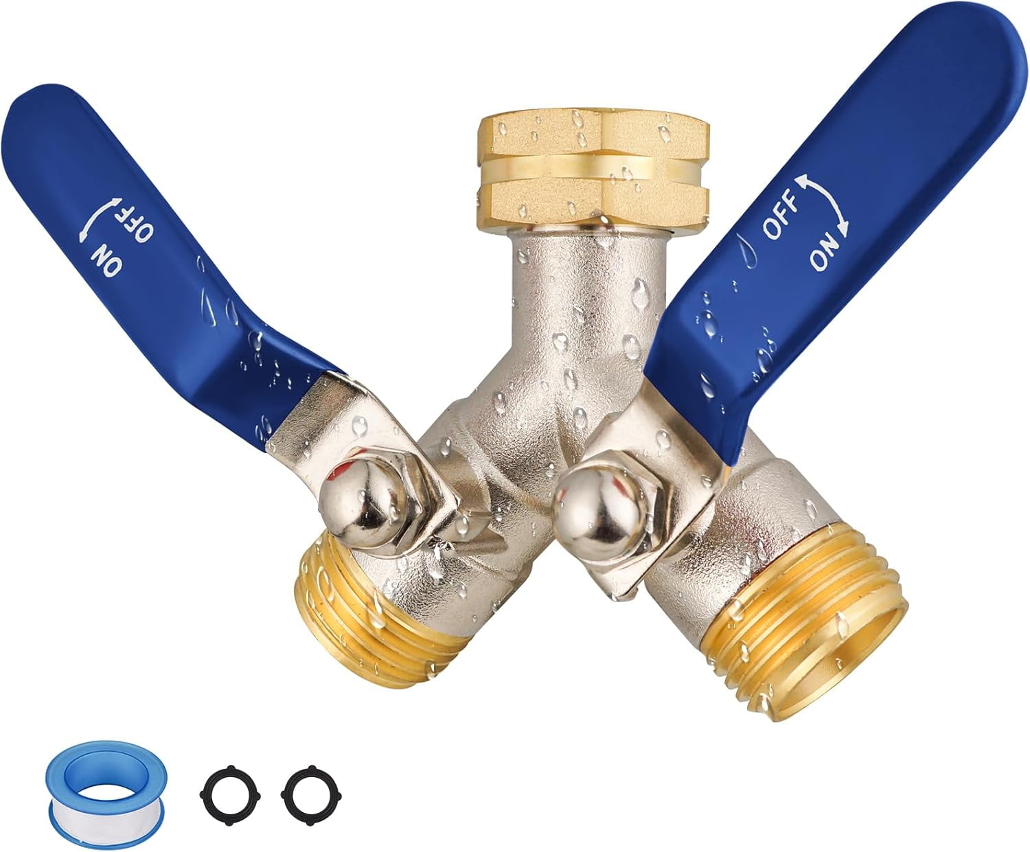 ZHANYU-Garden Hose Heavy Duty Brass Splitte Outdoor Y Splitter Y Valve ...