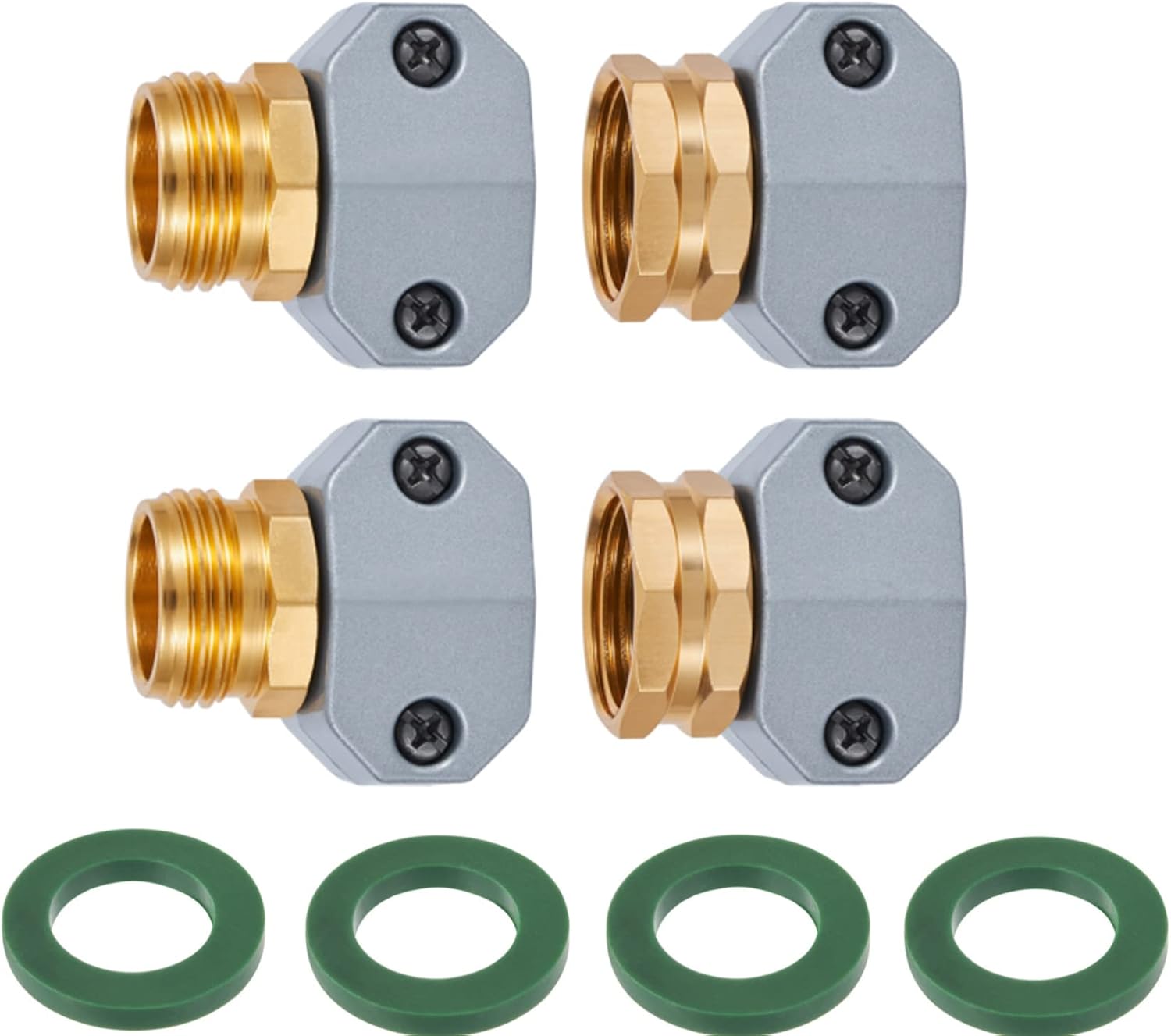 ZHANYU-Garden Hose Repair Fittings, Aluminum Mender Female and Male ...