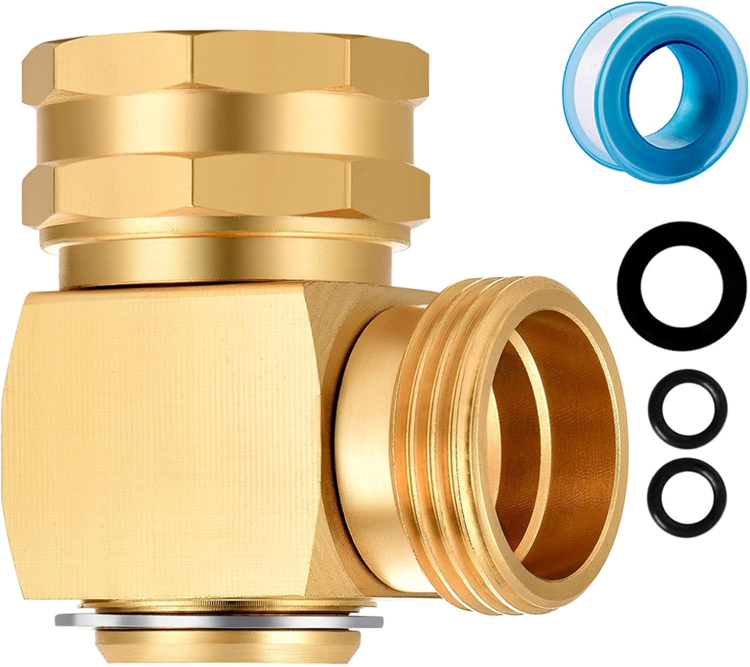 ZHANYU-Garden Hose Swivel Elbow 90 Degree Solid Brass Right Angle Hose ...