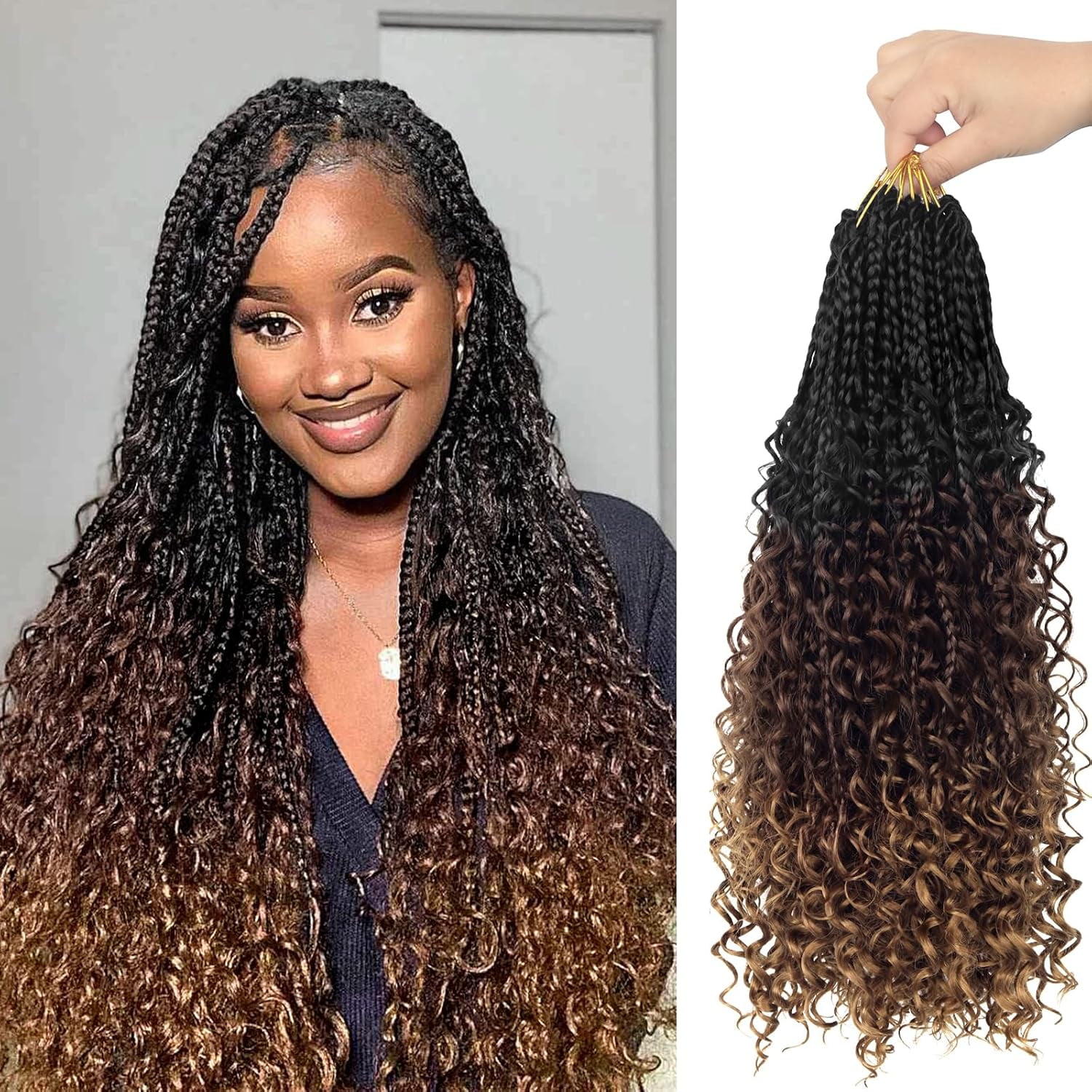 ZHANYU-Goddess Box Braids CroZHANYUt Hair With Curly Ends 20 Inch Bohomian Box Braids CroZHANYUt ...
