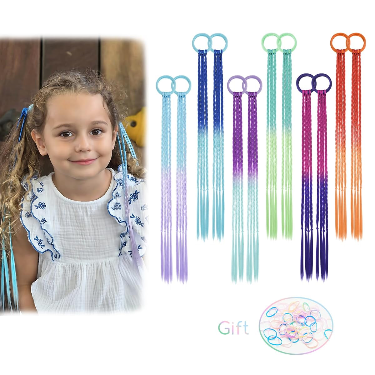 ZHANYU-Hair Accessories for Girls, Colored Hair Extensions for Kids ...