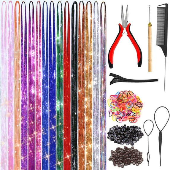ZHANYU-Hair Tinsel Kit - Fairy Hair Tinsel with Tools 48 Inch Hair ...