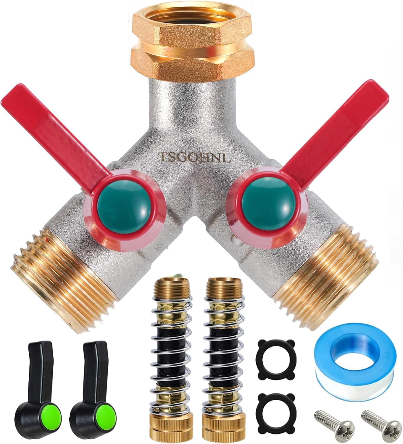 ZHANYU-Hose Splitter 2 Way, Y-Valve Water Spigot Splitter, High Flow ...