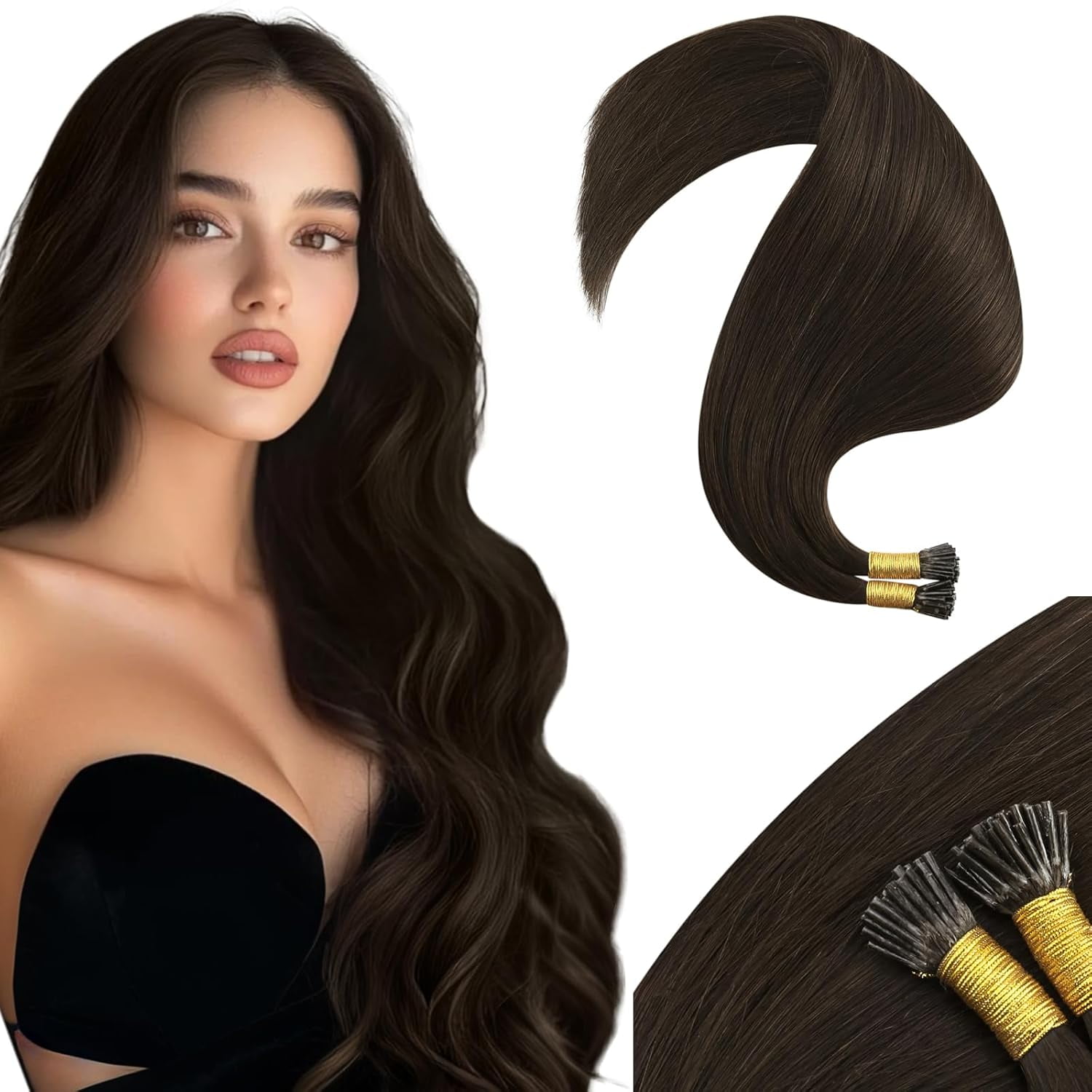 ZHANYU-Itip Human Hair Extensions Dark Brown I Tip Hair Extensions ...