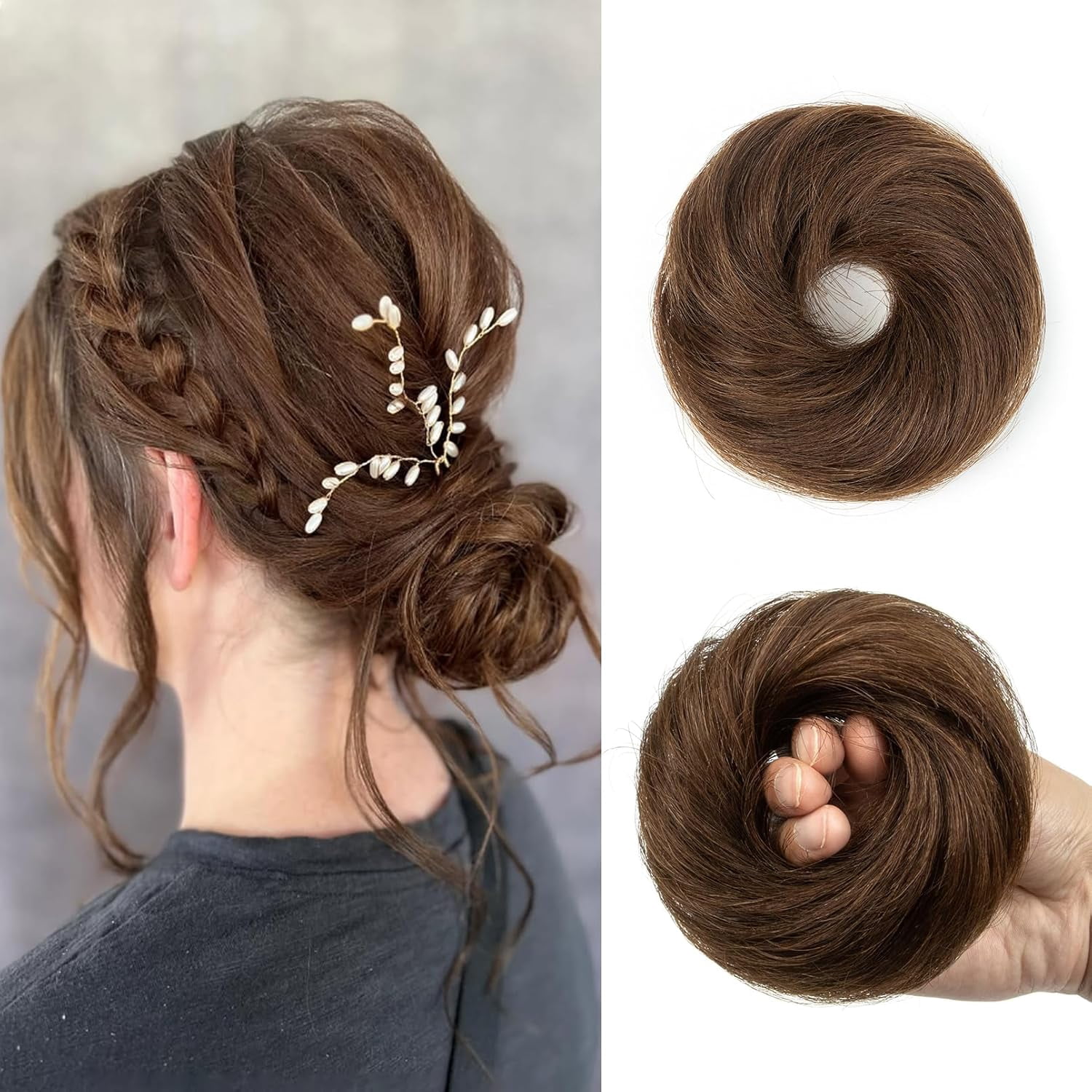 ZHANYU-Messy Bun Human Hair Buns Hair Pieces for Women Stretch ...