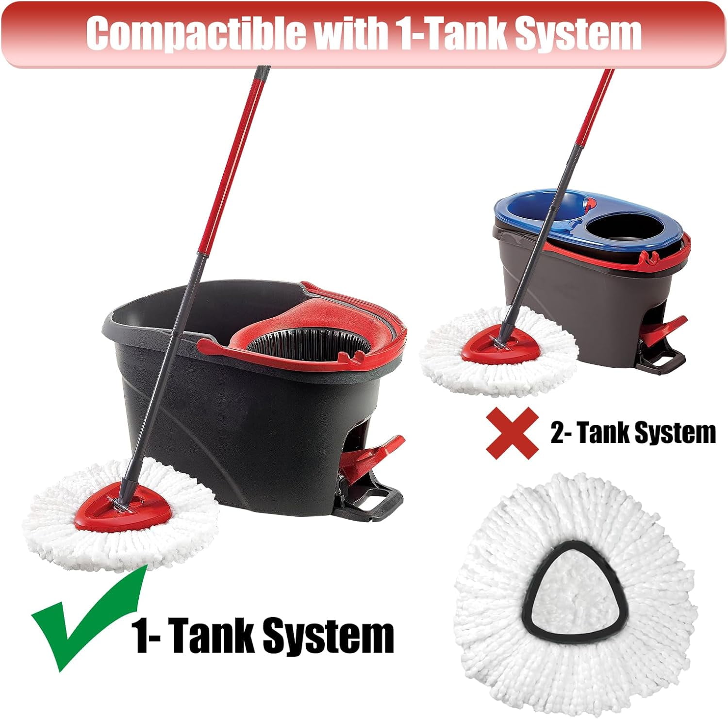 ZHANYU-Mop Head Replacement, 3 Pack Spin Mop Refill Replace Head ...