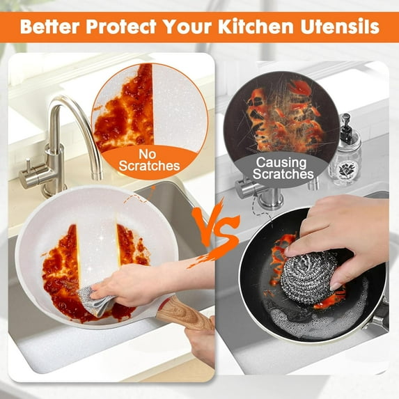 ZHANYU-Non Scratch Wire Dishcloth,Double-Layer Wire Dishwashing Rags ...