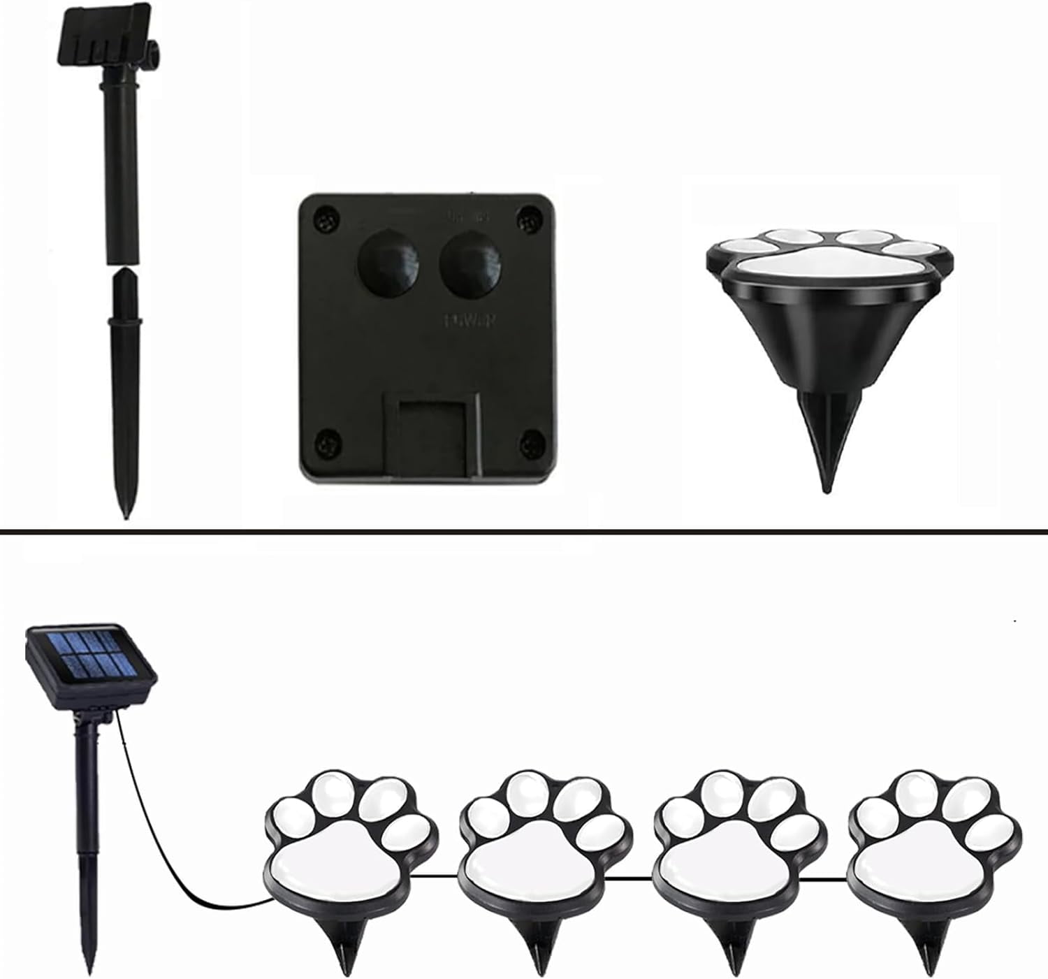 ZHANYU-Paw Print Solar Lights - Set of 4 Pack Dog Animal Lights ...