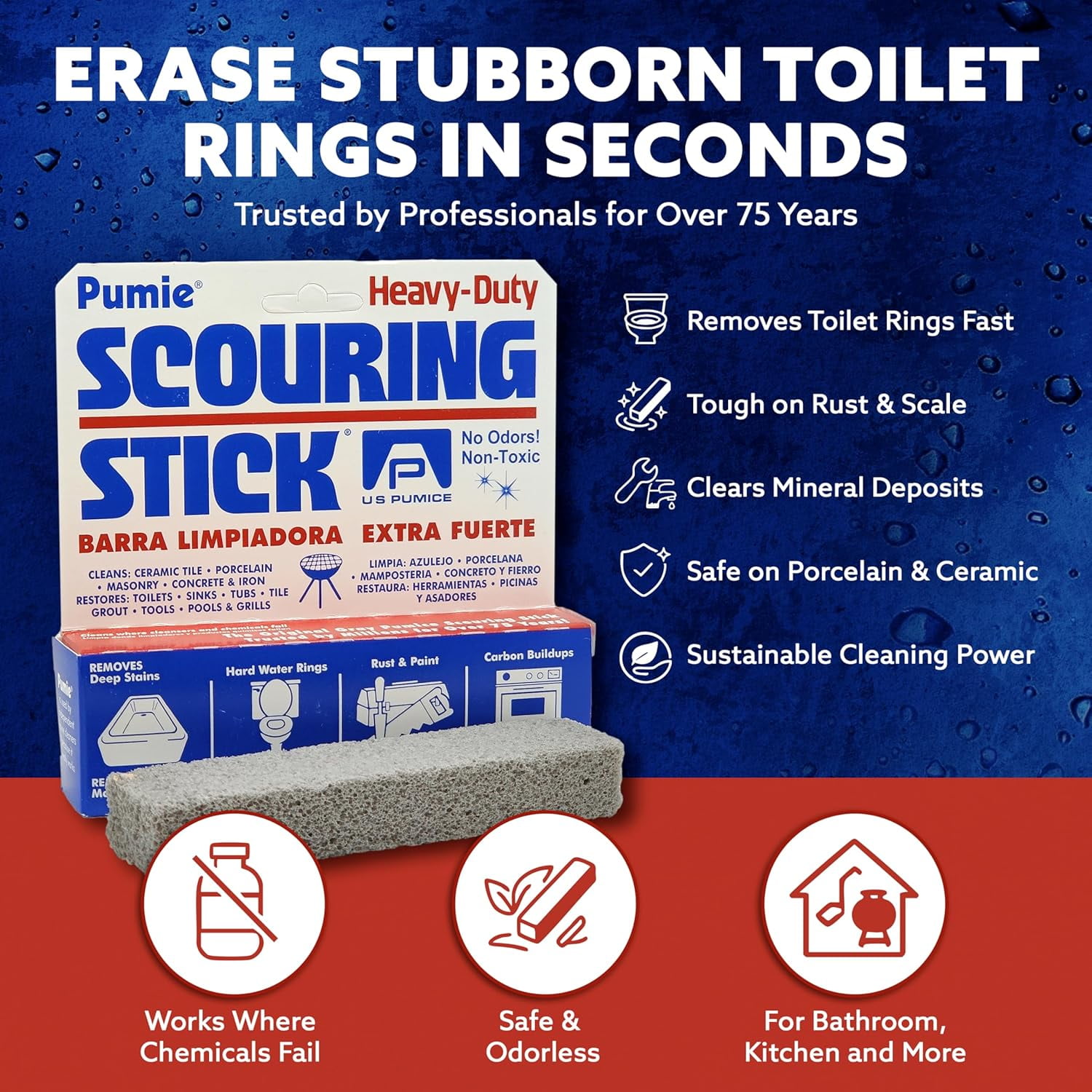 ZHANYU-Scouring Stick 2 Pack, Toilet Bowl Ring Remover, Heavy Duty ...