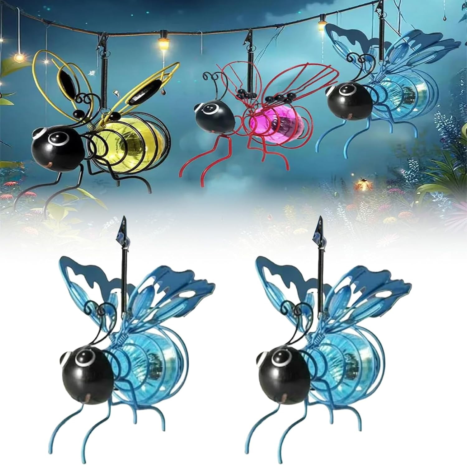 ZHANYU-Solar Bees Lights Outdoor, Hanging Bee Solar Garden Light,2025 ...