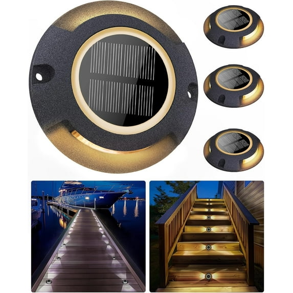 ZHANYU-Solar Deck Driveway Lights, 4 Pack Solar Dock Lights Outdoor ...
