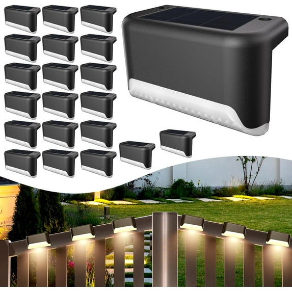 ZHANYU-Solar Deck Lights Outdoor, 20 Pcs Solar Step Lights, Waterproof ...