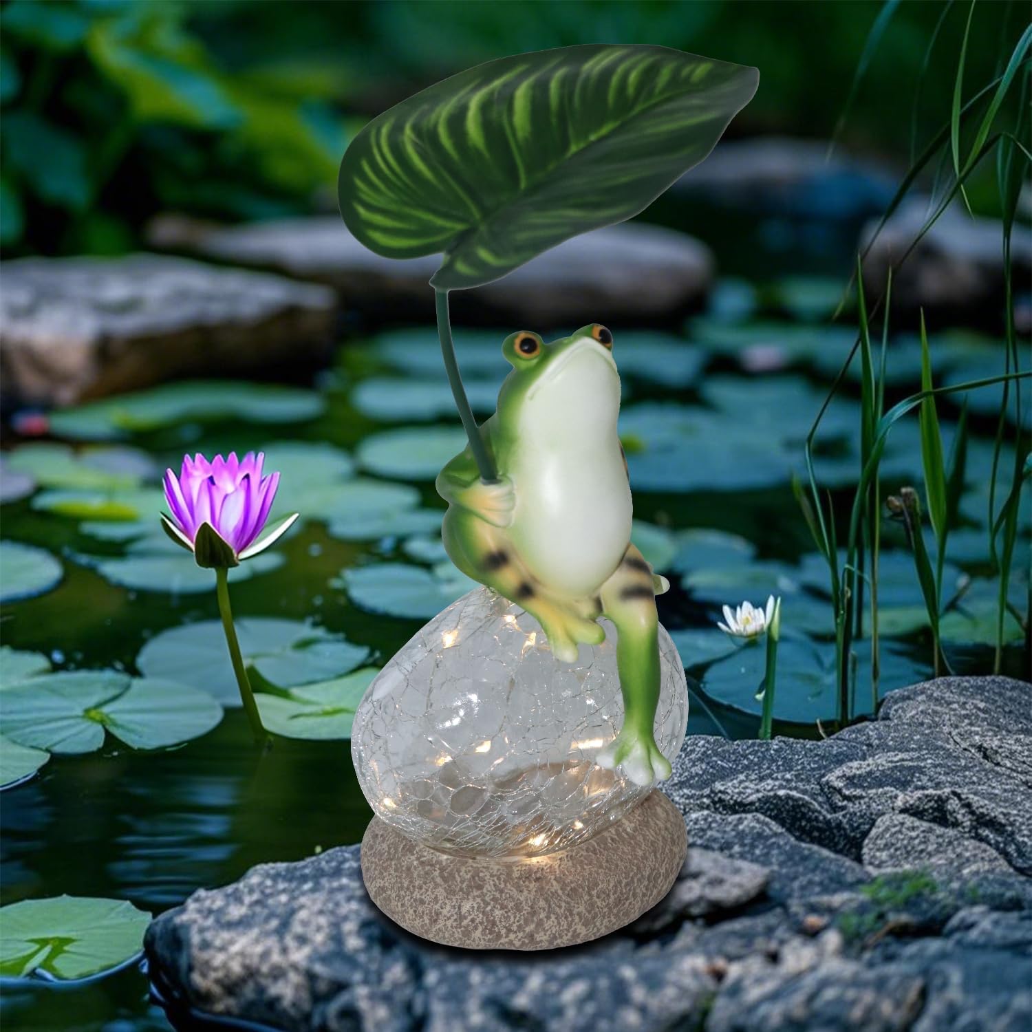 ZHANYU-Solar Frog Garden Decor,Outdoor Solar Lights Frog Figurine ...