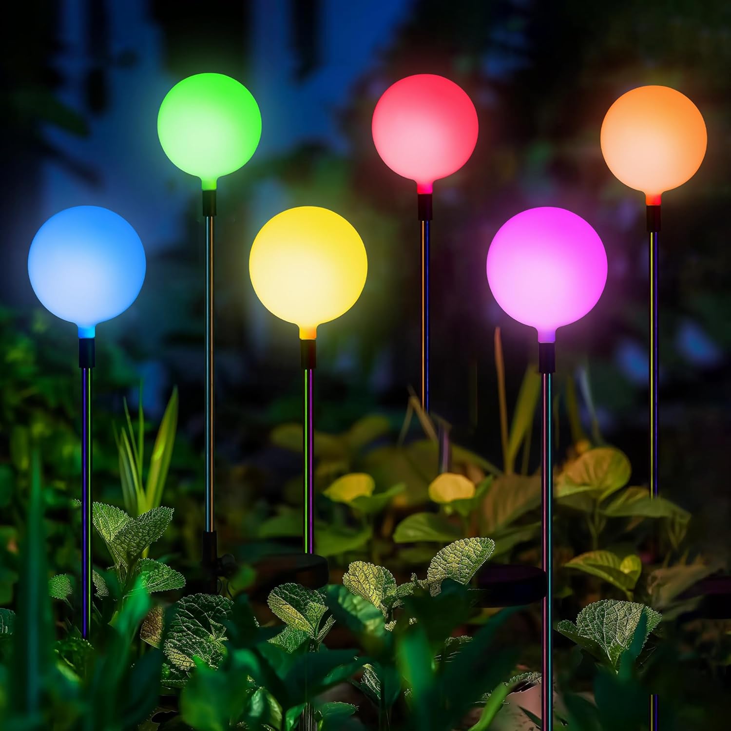 ZHANYU-Solar Garden Lights 6 Pack, Solar Globe Lights Outdoor ...